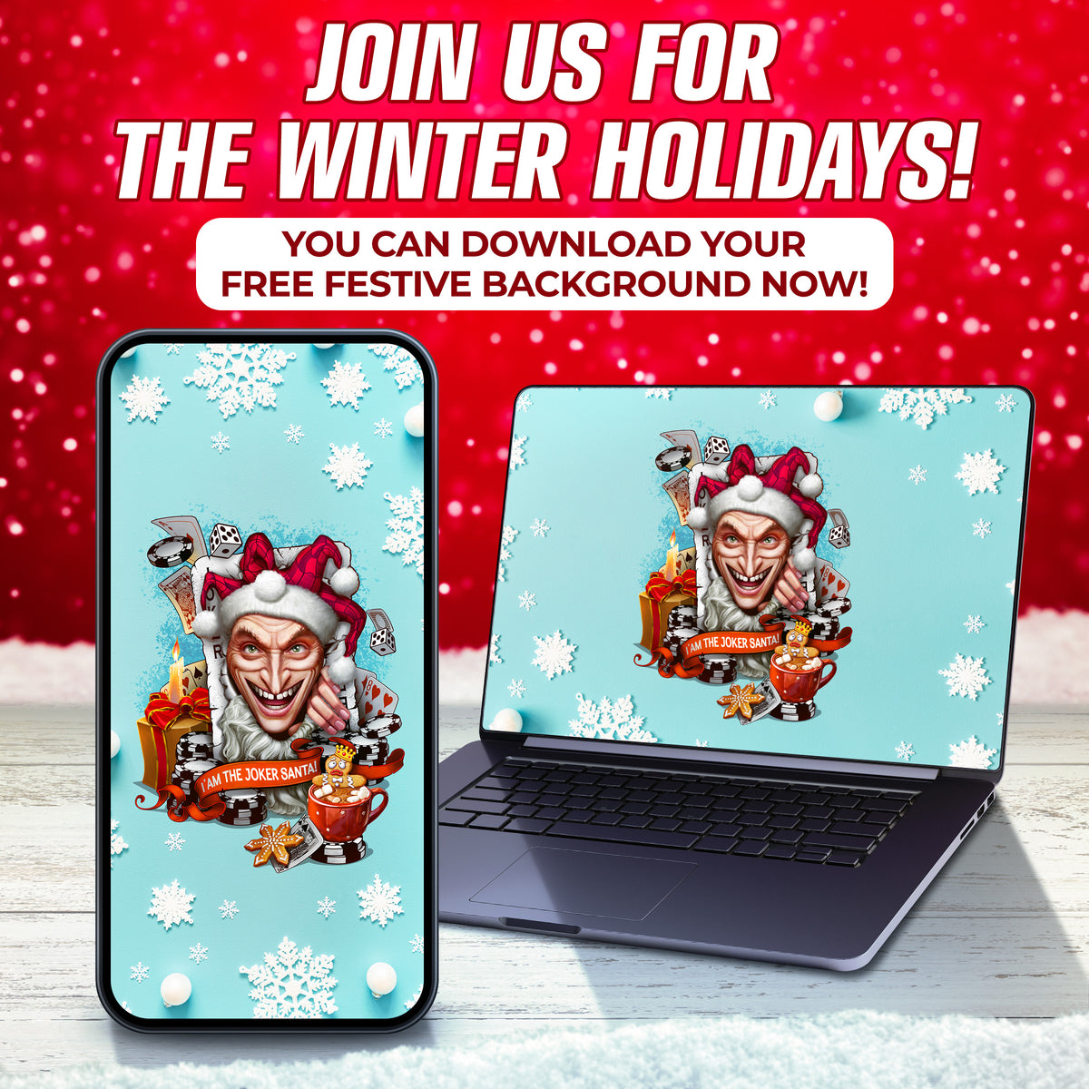 Pokerist Background Digital Wallpaper with I Am Joker Santa Design ...